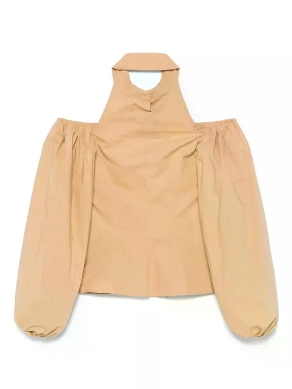 MVP WARDROBE Off-shoulder Shirt - Brown