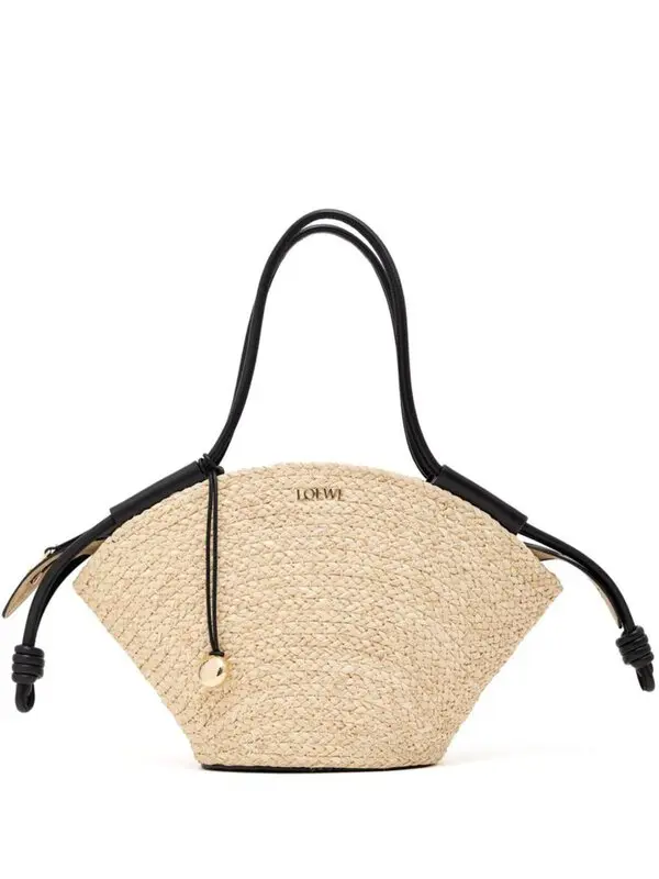 Loewe Raffia And Tassel Bag - Natural/black