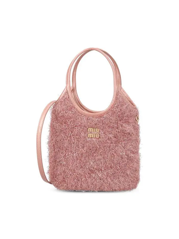 Miu Miu Nappa Leather Handbag With Embossed Logo - Pink