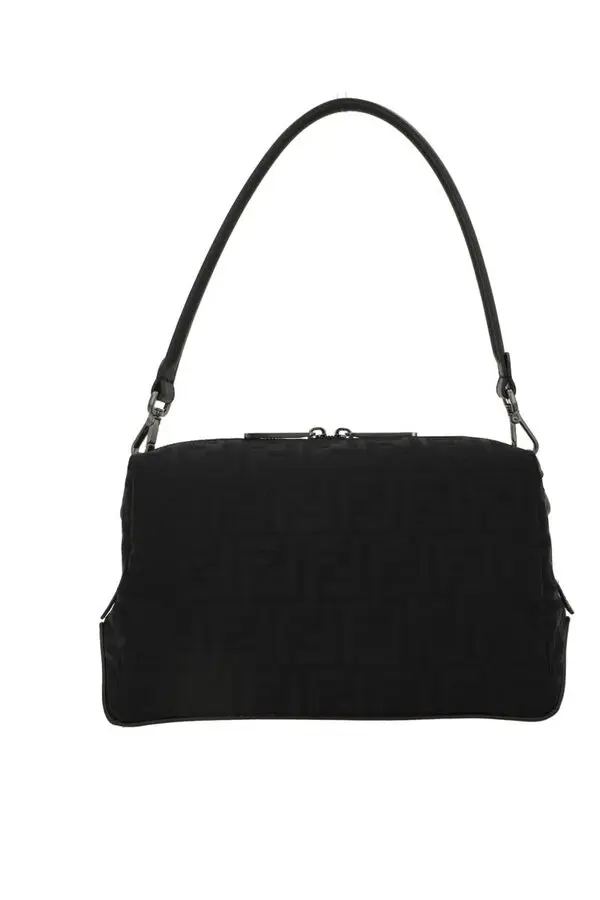 Fendi Shoulder Bag With Ff Jacquard Motif - Black+ruthenium