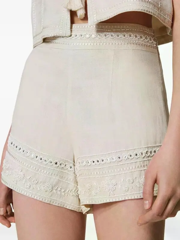 TWINSET Embroidered Shorts - Neutrals