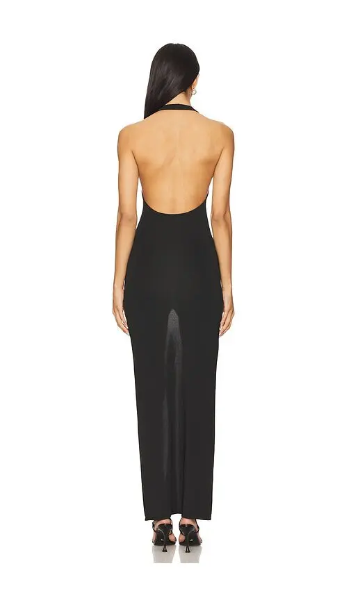 Superdown Maxi Dress With Plunging Neckline And Ring Accent - Black