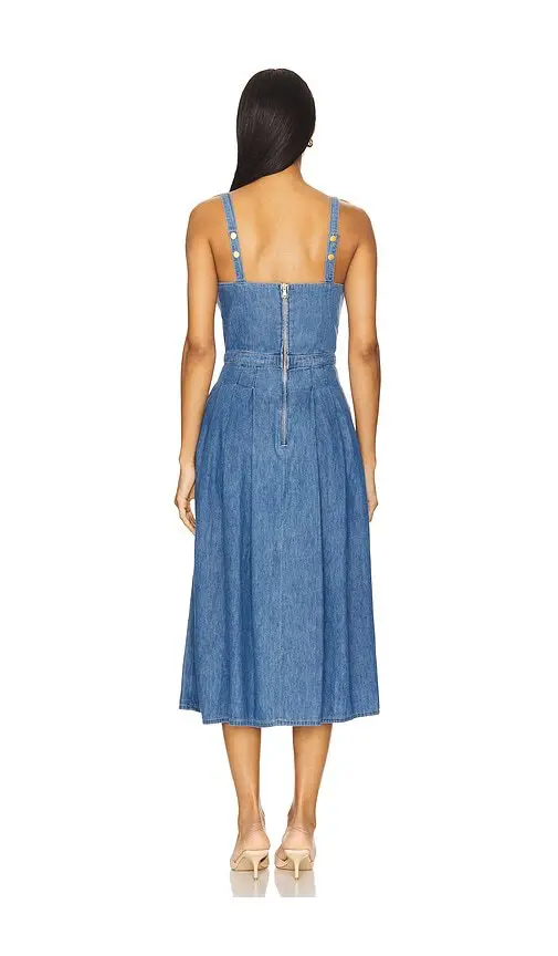 L'Agence Denim Pinafore Midi Dress