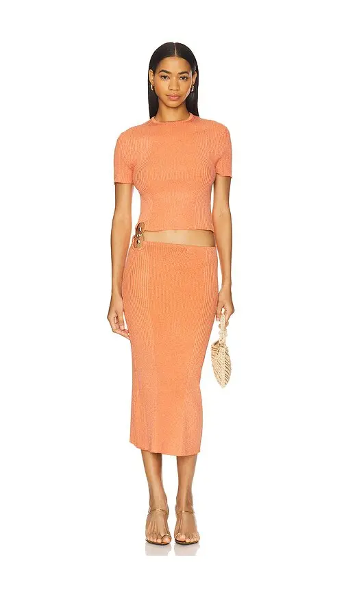OSIS STUDIO Ribbed Knit Top With Gold-tone Ring Accent