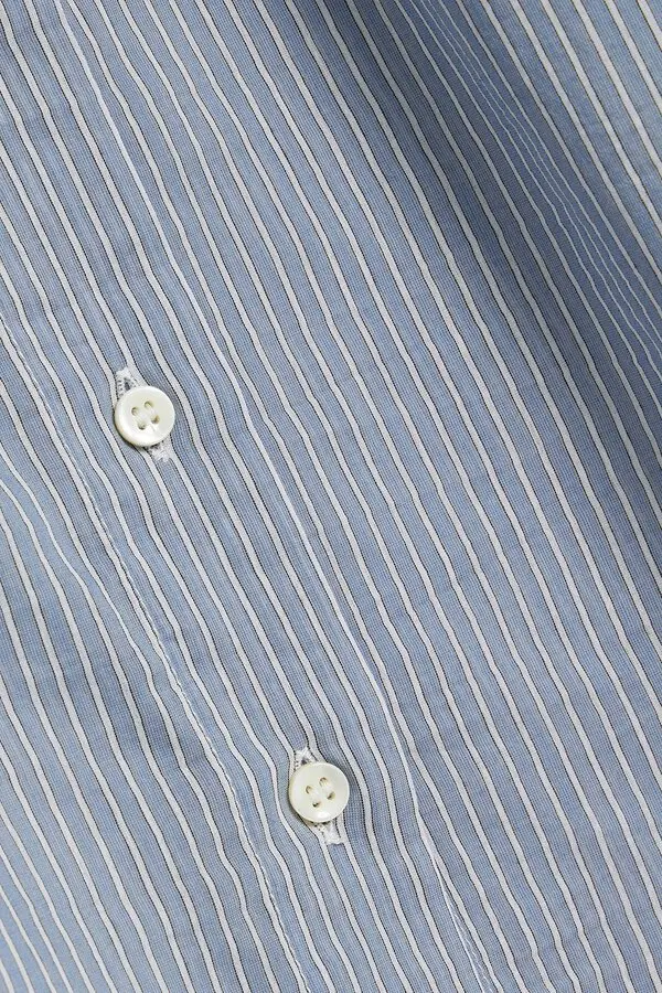 Brunello Cucinelli Striped Cotton And Silk-blend Shirt - Slate Blue