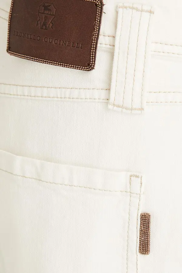 Brunello Cucinelli Bead-embellished Straight-leg Jeans - Ecru