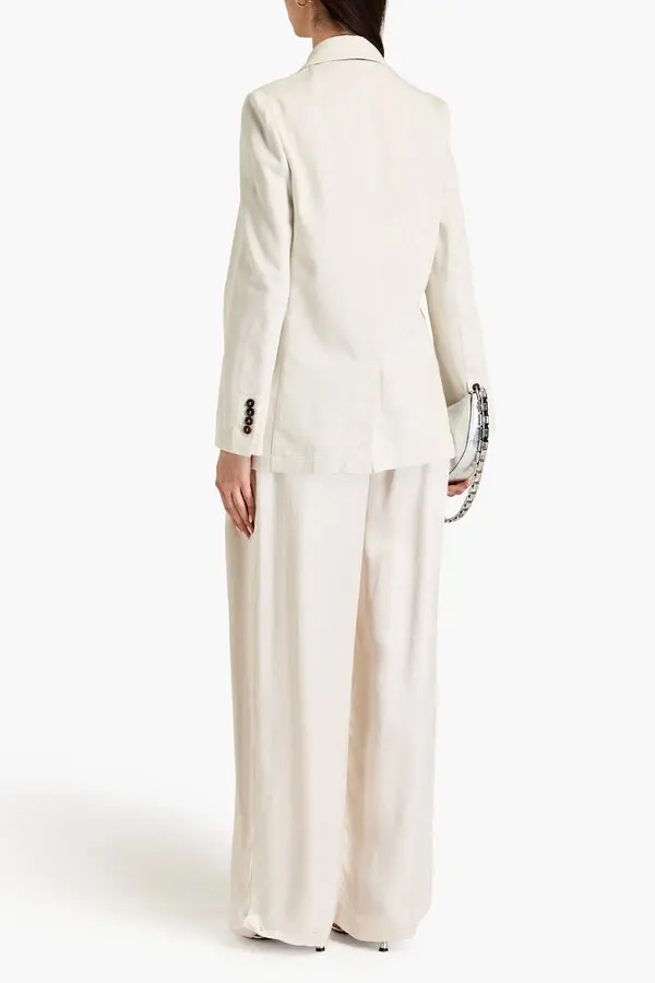 Brunello Cucinelli Double-breasted Metallic Cotton-blend Twill Blazer - Ivory
