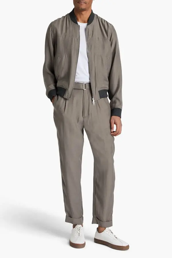 Officine Générale Hugo Tapered Lyocell Pants - Stone
