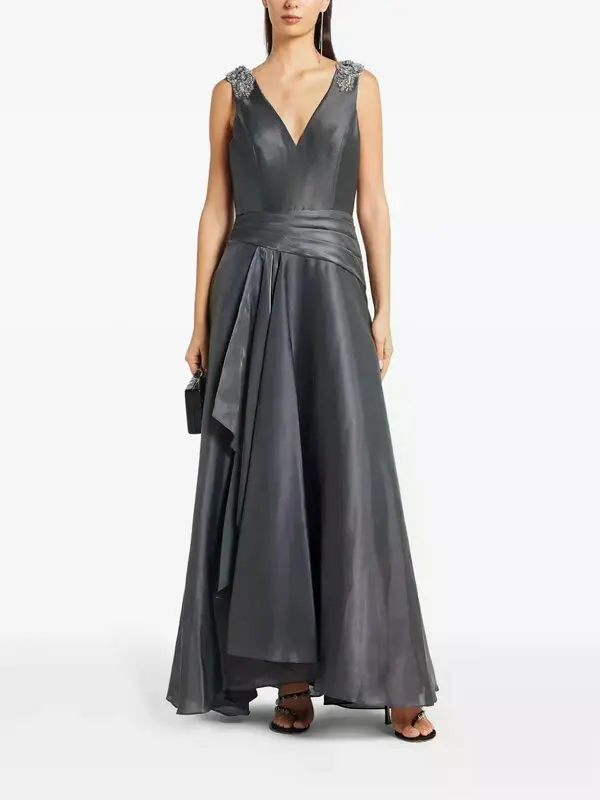 aidan mattox grey dress Aidan Mattox Women Grey Lace Sleeveless Open Back Mini Dress 2