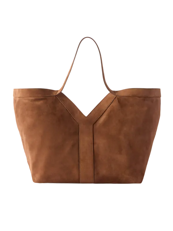 Saint Laurent Y Suede Tote - Brown