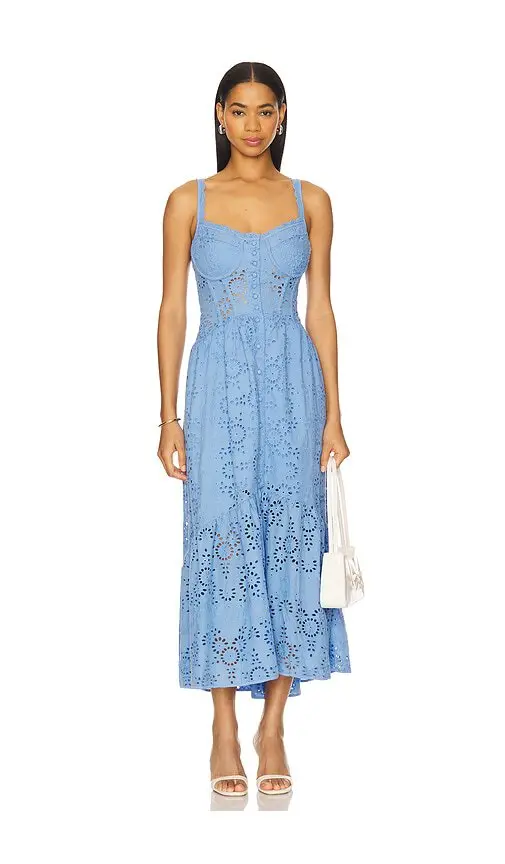 astr the label women's yamila eyelet embroidered sleeveless maxi dress April Floral Embroidered Wedding Dress main image 1