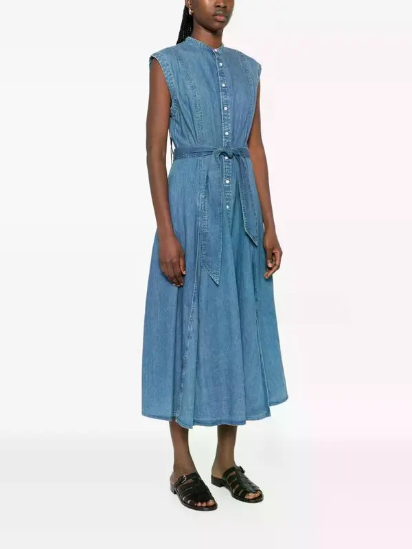 Polo Ralph Lauren Belted Denim Midi Dress - Blue - 33% Off | Editorialist