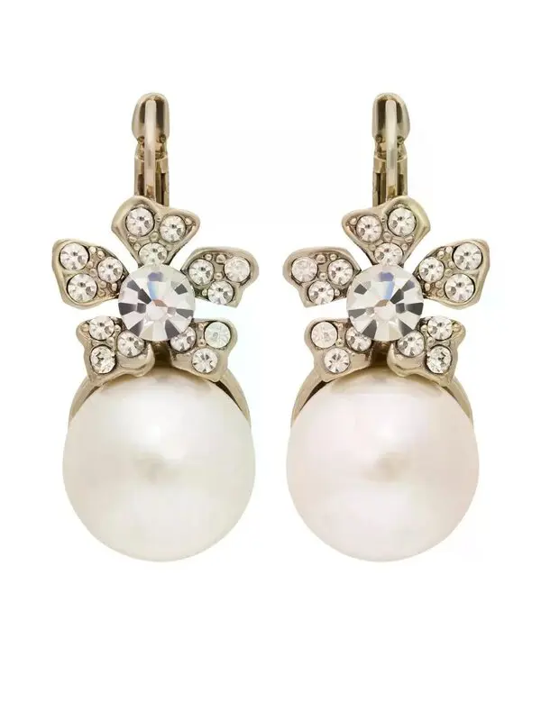 KENNETH JAY LANE Pearl And Crystal Clip-on Earrings - Silver