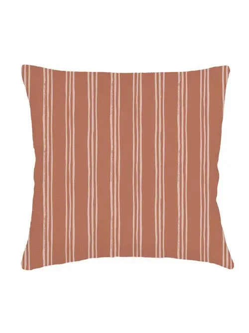 Anaya Ocean Drift Stripe Linen Euro Pillow With Down Insert - Brown