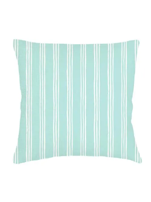 Anaya Ocean Drift Stripe Linen Euro Pillow With Down Insert - Aqua