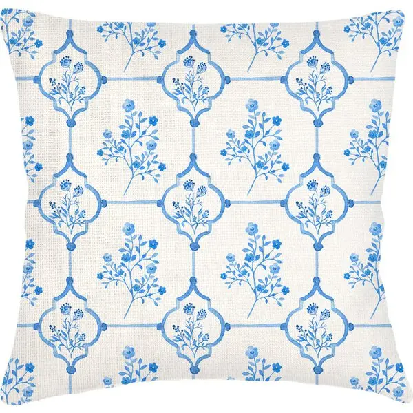 Anaya French Toile Linen Euro Pillow With Down Alternative Insert - Blue