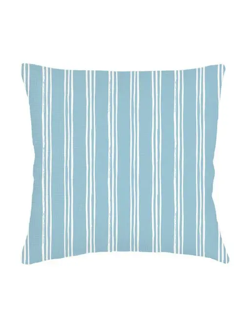 Anaya Ocean Drift Stripe Linen Euro Pillow With Down Alternative Insert - Blue
