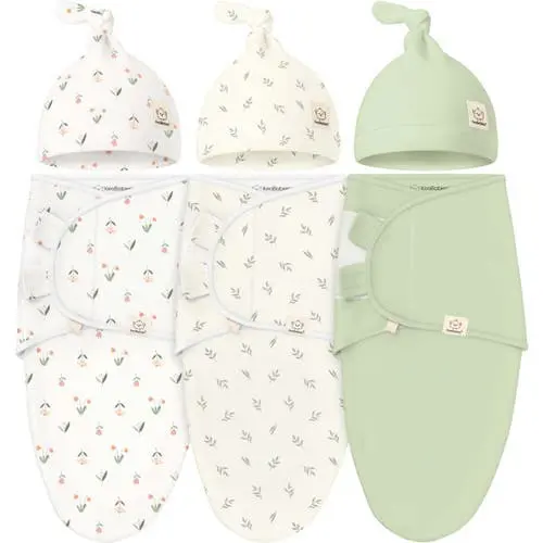 KEABABIES 3-pack Soothe Swaddle Wraps With Knot Hats - Fleur