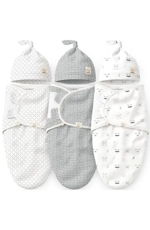 KEABABIES 3-pack Soothe Swaddle Wraps With Knot Hats - Nordic