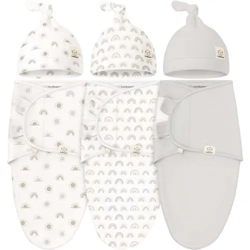 KEABABIES 3-pack Soothe Swaddle Wraps With Knot Hats - Shifts