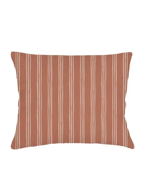 Anaya Ocean Drift Stripe Linen Dutch Euro Pillow With Down Alternative Insert - Brown