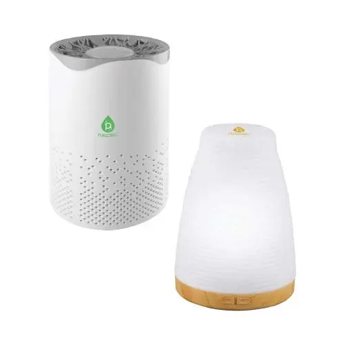 PURSONIC Usb Aroma Diffuser & True Hepa Air Purifier Bundle - White