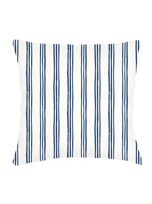 Anaya Ocean Drift Stripe Linen Euro Pillow With Down Alternative Insert - Navy