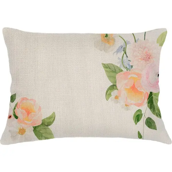 Anaya Bouquet Charmant Linen Dutch Euro Pillow With Down Alternative Insert - Beige