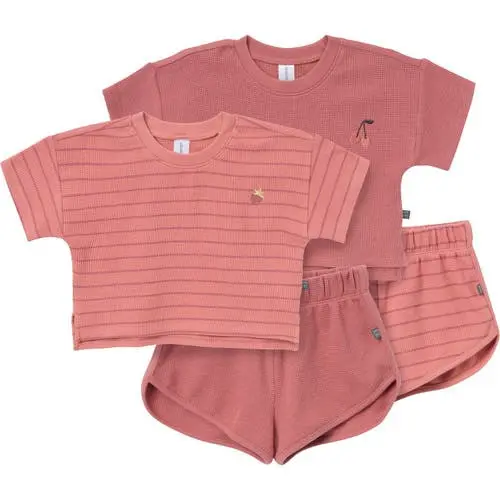 MODERN MOMENTS™ BY GERBER Drop Shoulder Top And Shorts Set - Med Rose Stripe