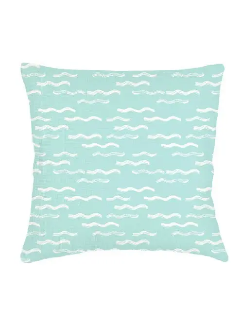 Anaya Wave Pool Linen Euro Pillow With Down Alternative Insert - Aqua