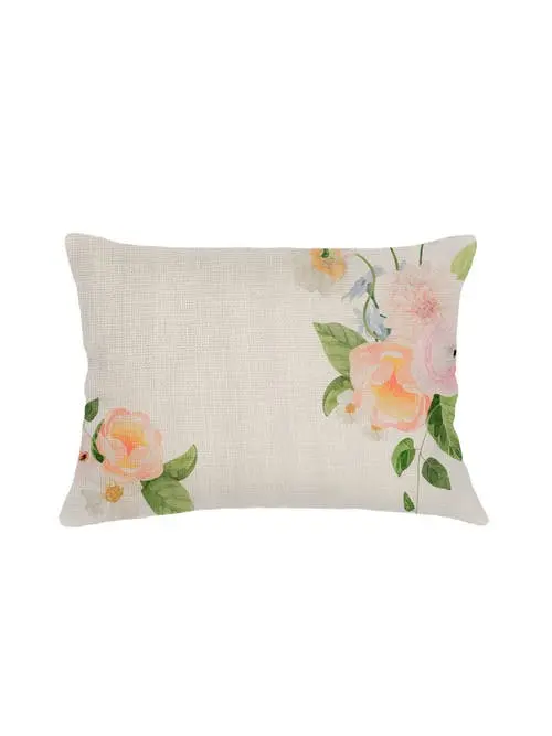 Anaya Bouquet Charmant Linen Dutch Euro Pillow With Down Insert - Beige