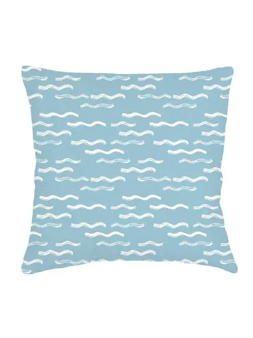 Anaya Wave Pool Linen Euro Pillow With Down Insert - Blue