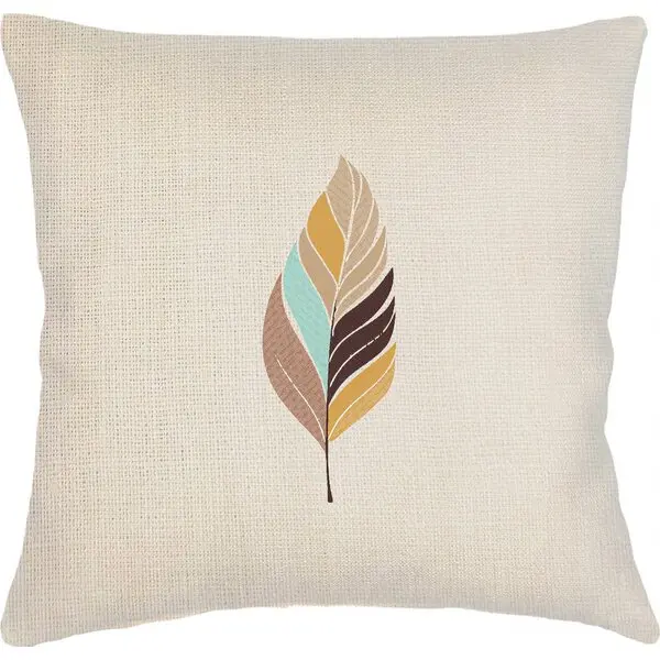 Anaya Feather Mirage Embroidered Linen Pillow Cover Only - Beige