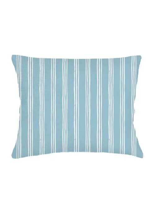 Anaya Ocean Drift Stripe Linen Dutch Euro Pillow With Down Alternative Insert - Blue