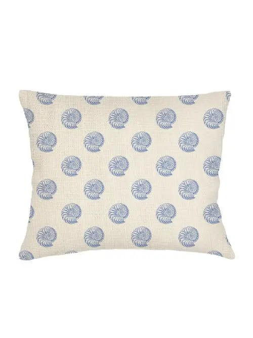 Anaya Nautilus Shell Linen Dutch Euro Pillow With Down Insert - Blue