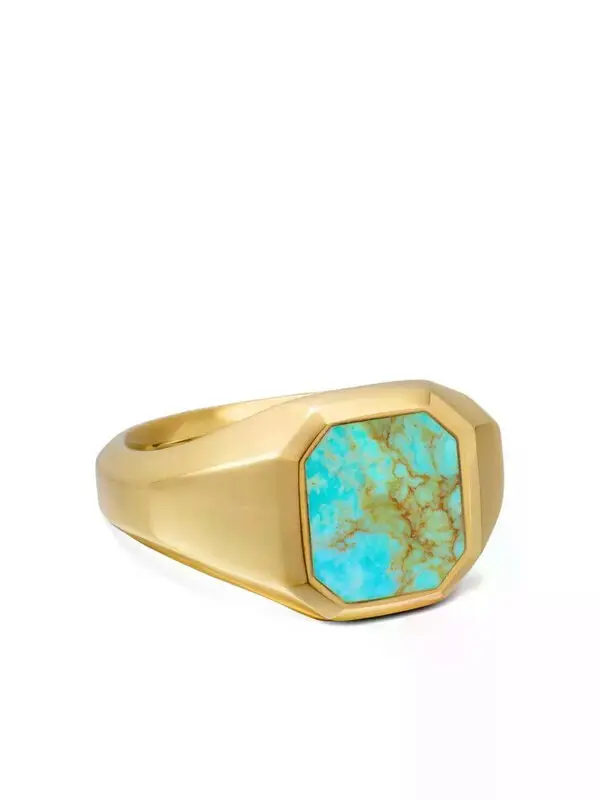 David Yurman 18k Yellow Streamline® Signet Ring With Turquoise