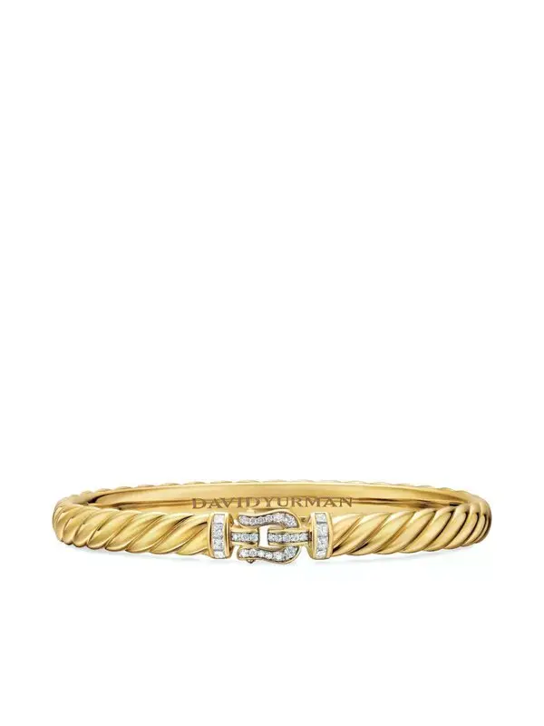 David Yurman 18k Yellow Buckle Diamond Bracelet - Gold