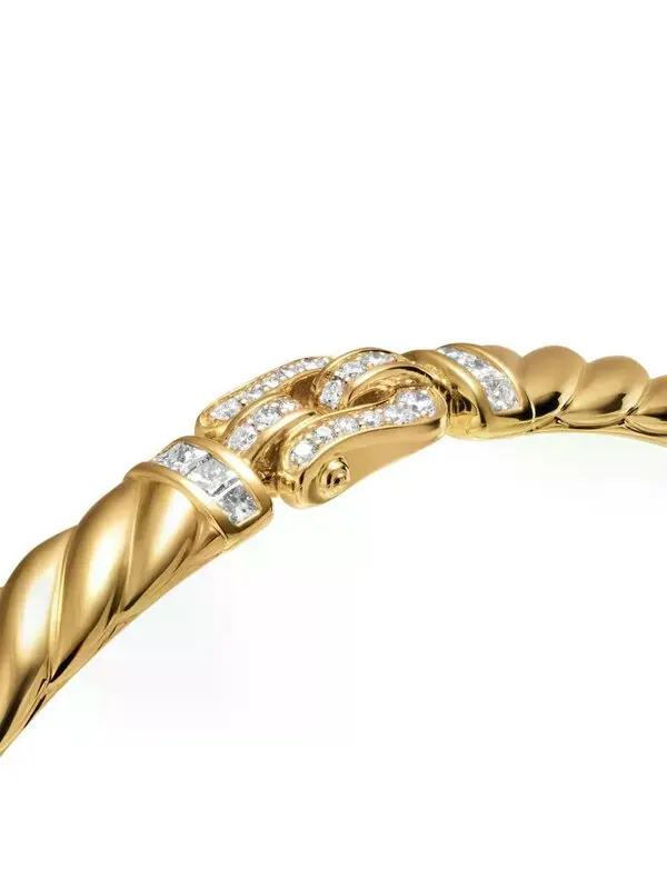 David Yurman 18k Yellow Buckle Diamond Bracelet
