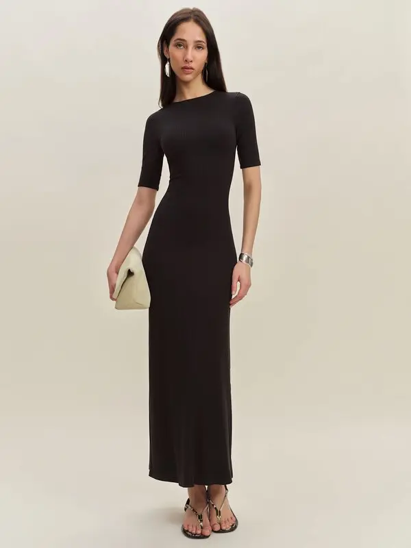 Reformation Perla Knit Dress In Black - 50% Off | Editorialist