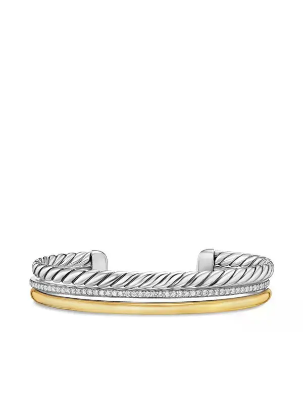 David Yurman Dy Mercer® Three-row Diamond Bangle - Silver