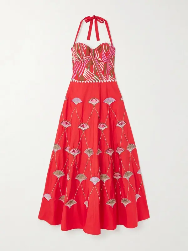EMPORIO SIRENUSE Lotty Halterneck Midi Dress - Red