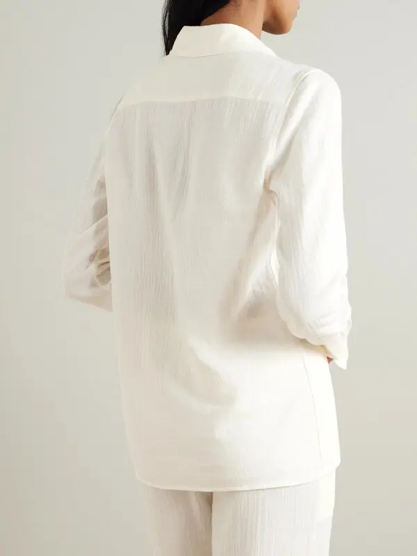 Eterne Constance Embellished Cotton-gauze Shirt - Neutrals
