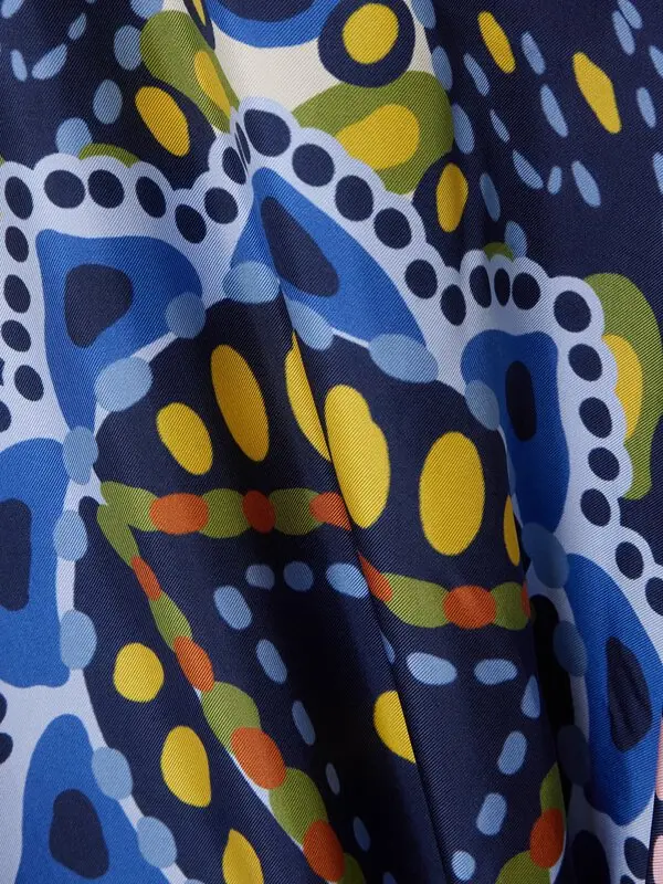 La DoubleJ Belted Printed Silk-twill Kaftan