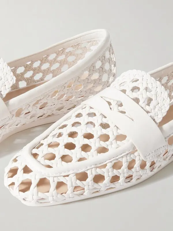 STUART WEITZMAN Thea Woven Leather Loafers - Neutrals