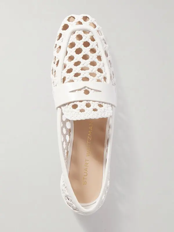 STUART WEITZMAN Thea Woven Leather Loafers - Neutrals