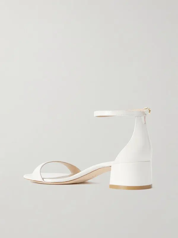 STUART WEITZMAN Nudist Block Patent-leather Sandals - Neutrals