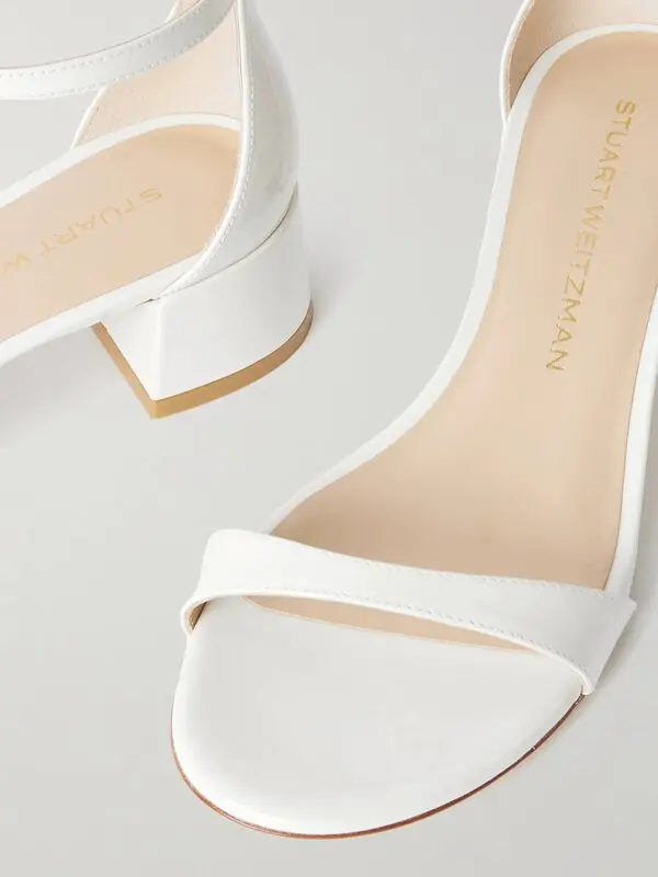 STUART WEITZMAN Nudist Block Patent-leather Sandals - Neutrals