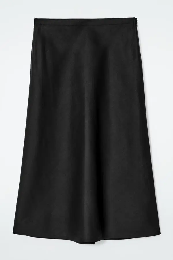 Cos Linen-blend Midi Column Skirt - Black