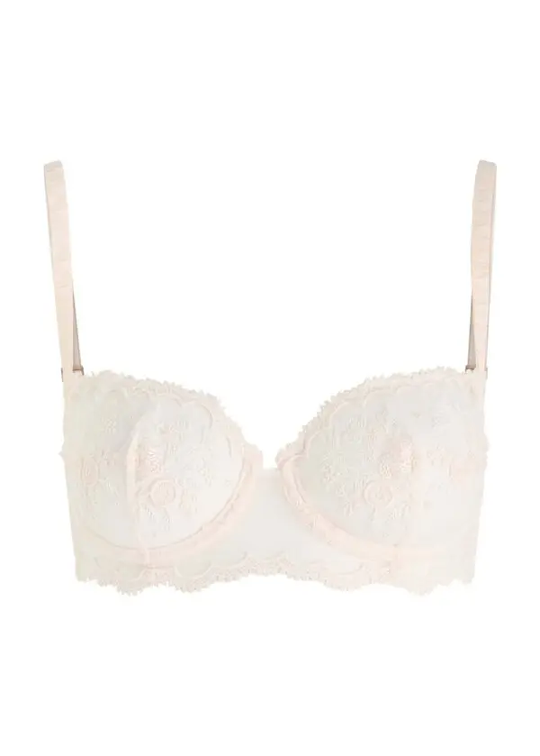 Simone Perele Intrigue Embroidered Tulle Underwired Bra - Light Pink