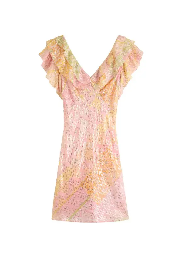 NEVER FULLY DRESSED Tilda Printed Chiffon Mini Dress
